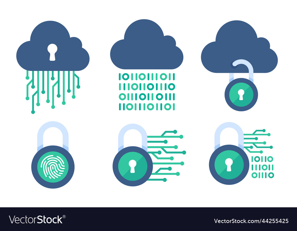 Cloud Computing The Padlock That Locks Clouds Vector Image