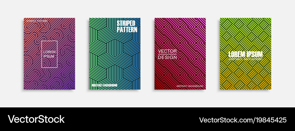 Collection colorful striped covers Royalty Free Vector Image