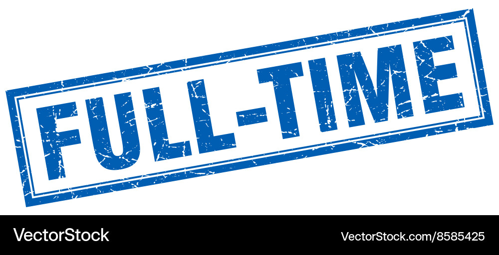 Full-time blue square grunge stamp on white Vector Image