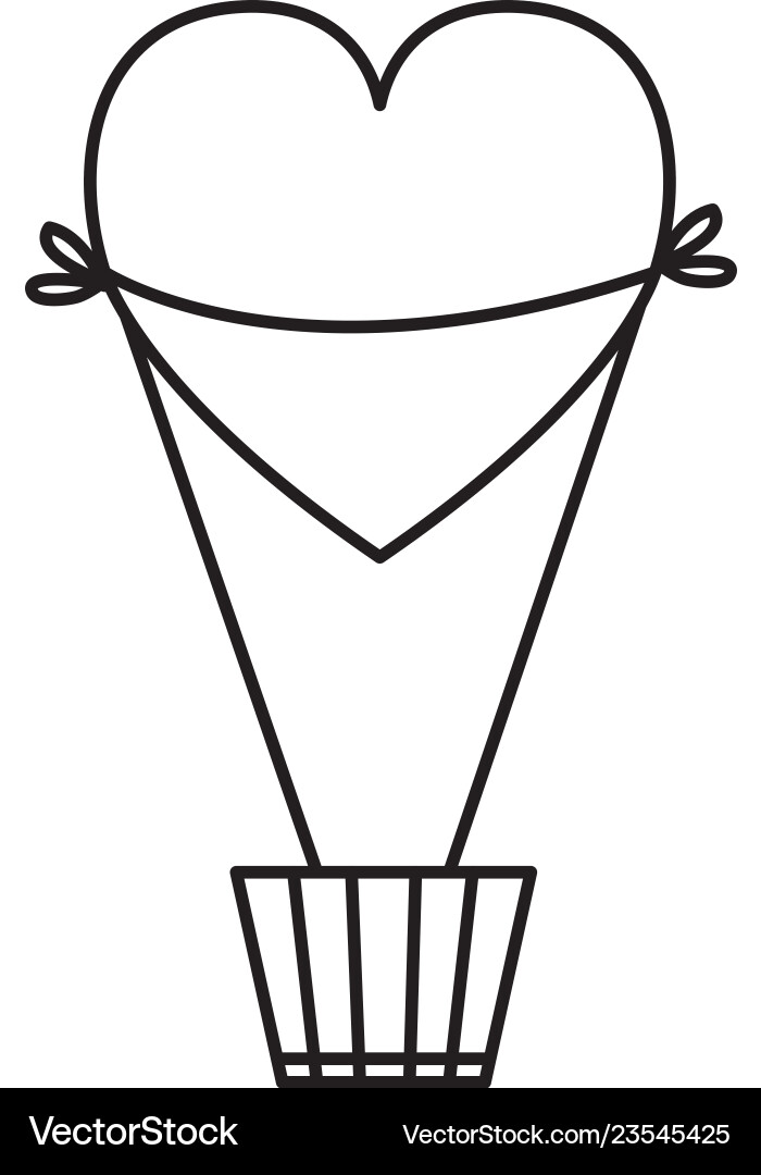 Heart shaped balloon air hot Royalty Free Vector Image