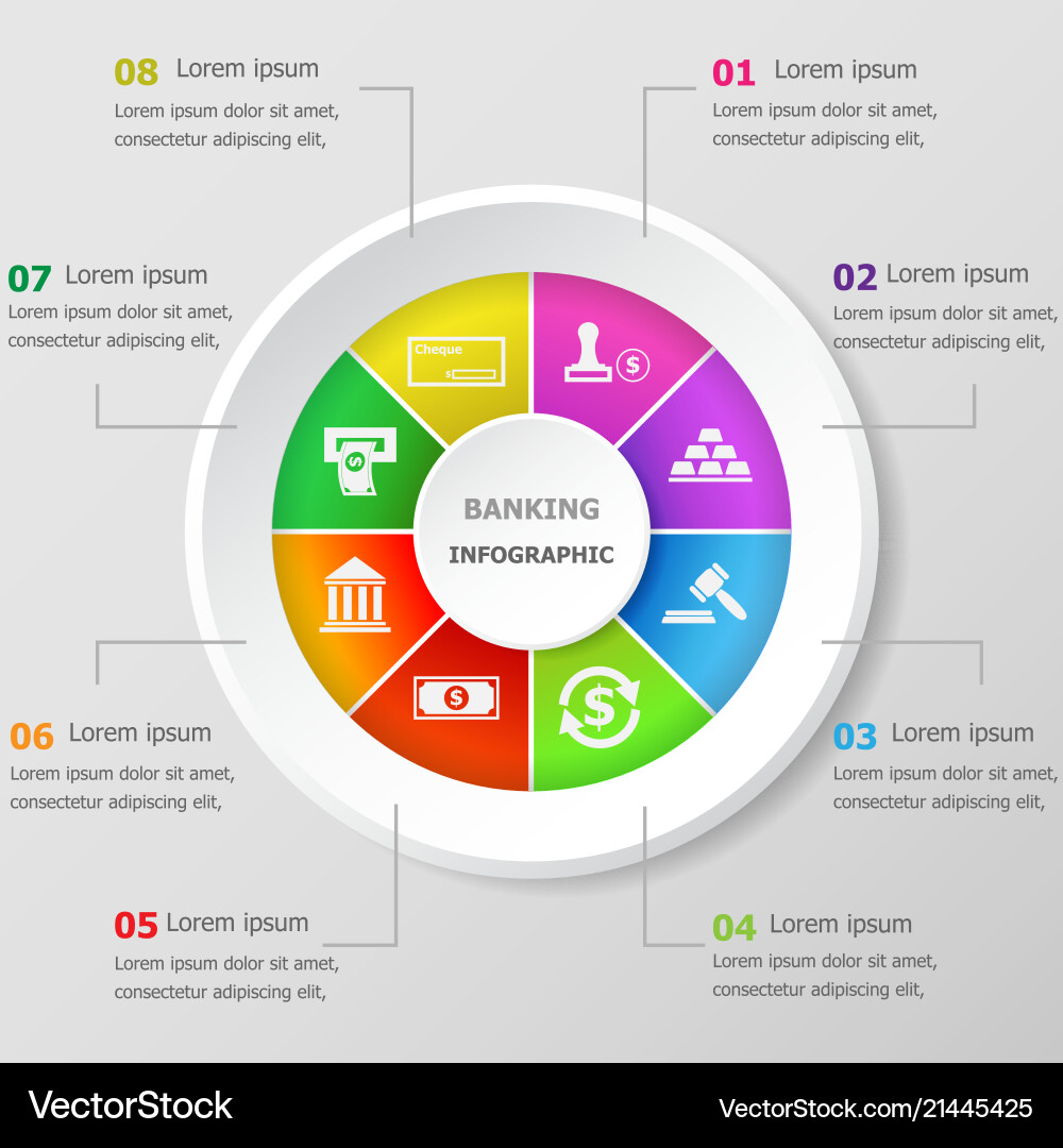 Infographic design template with banking icons Vector Image