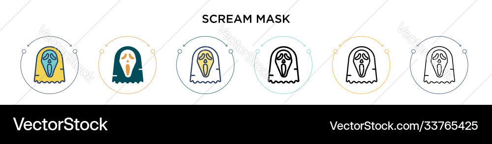 Scream mask icon in filled thin line outline Vector Image