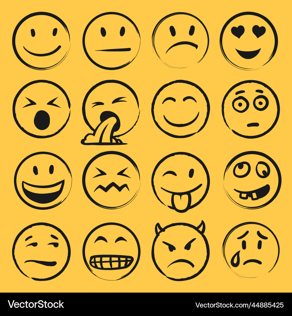 Set of hand drawn faces Royalty Free Vector Image
