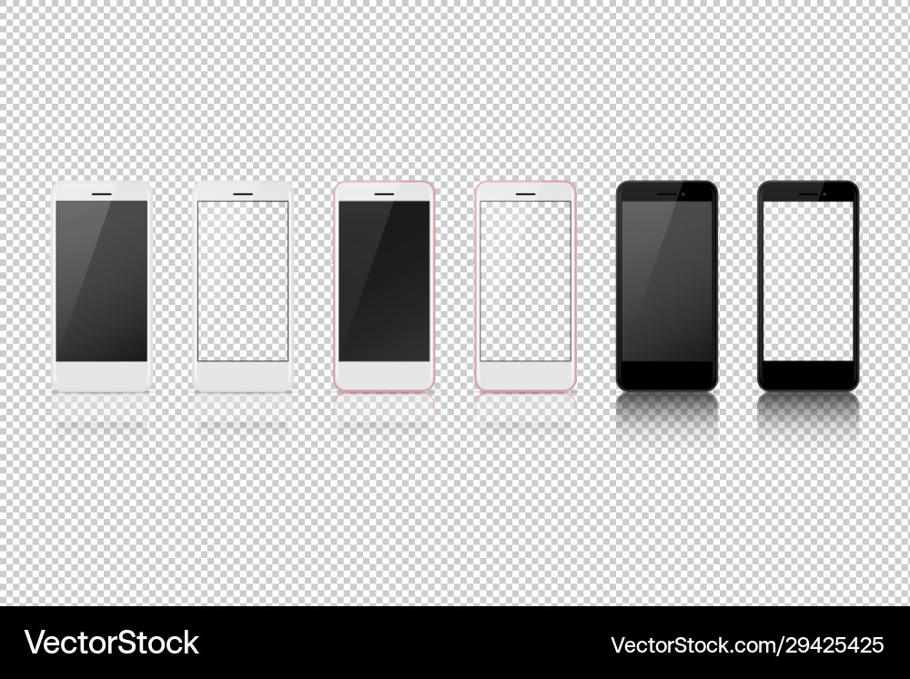 Smart phone with different color white blank Vector Image