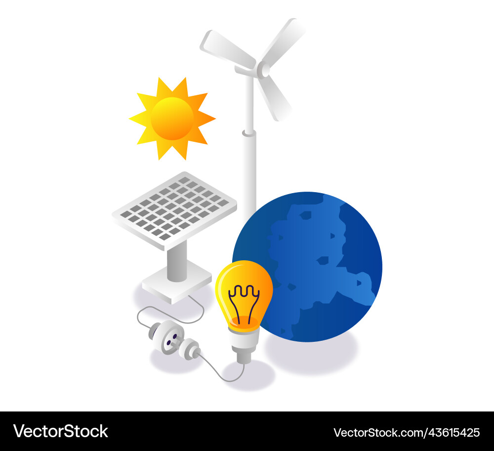 Solar panel energy channel for the worlds Vector Image