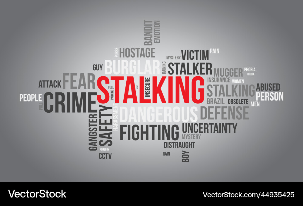 Stalking world cloud background safety awareness Vector Image