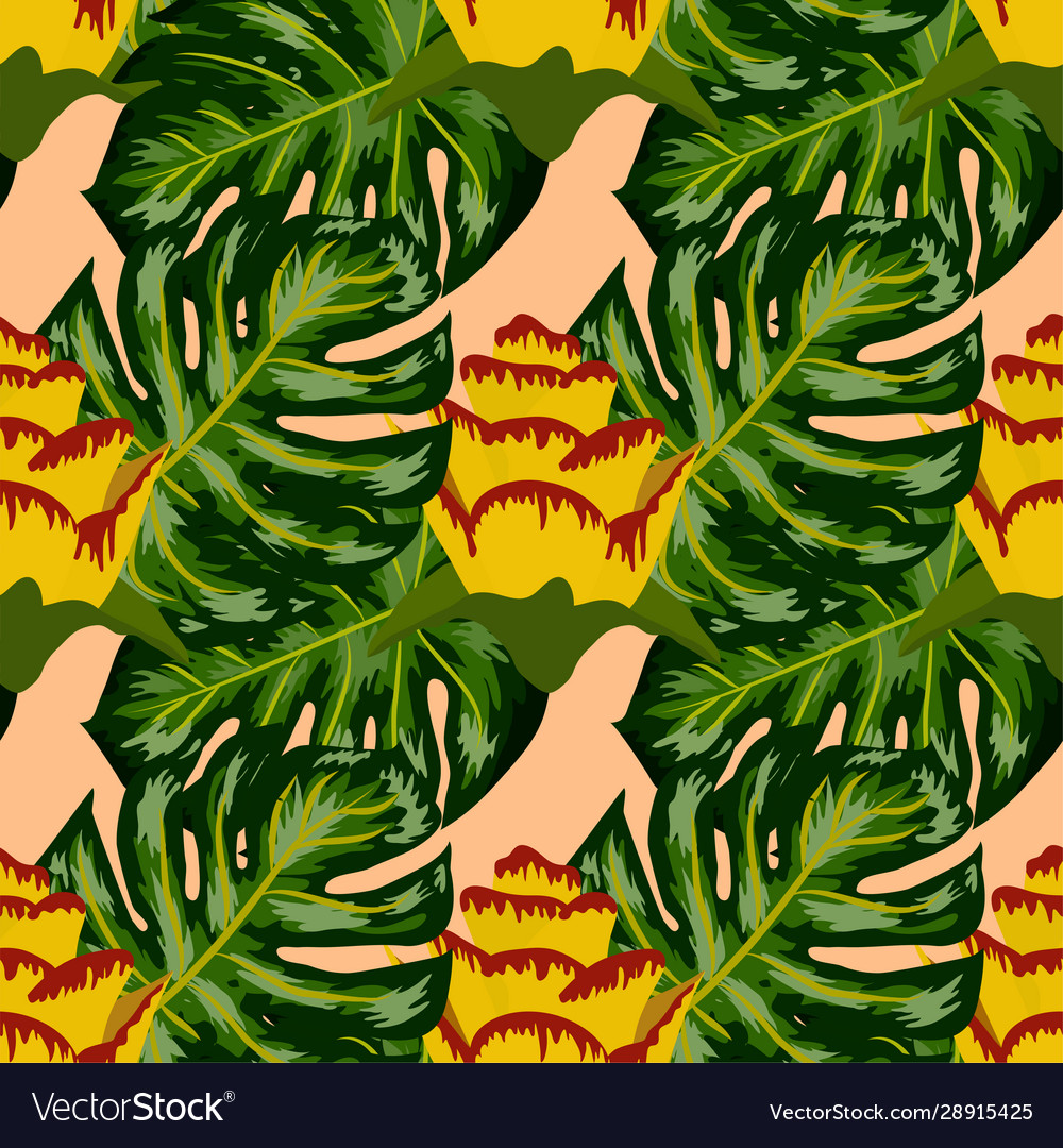 Summer seamless tropical pattern with bright Vector Image