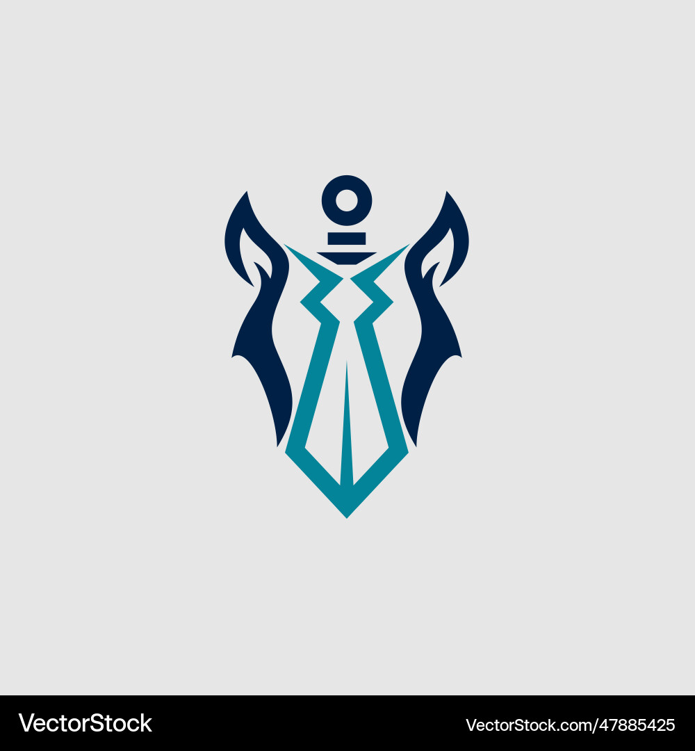 Throne sword logo design with wolf head Royalty Free Vector