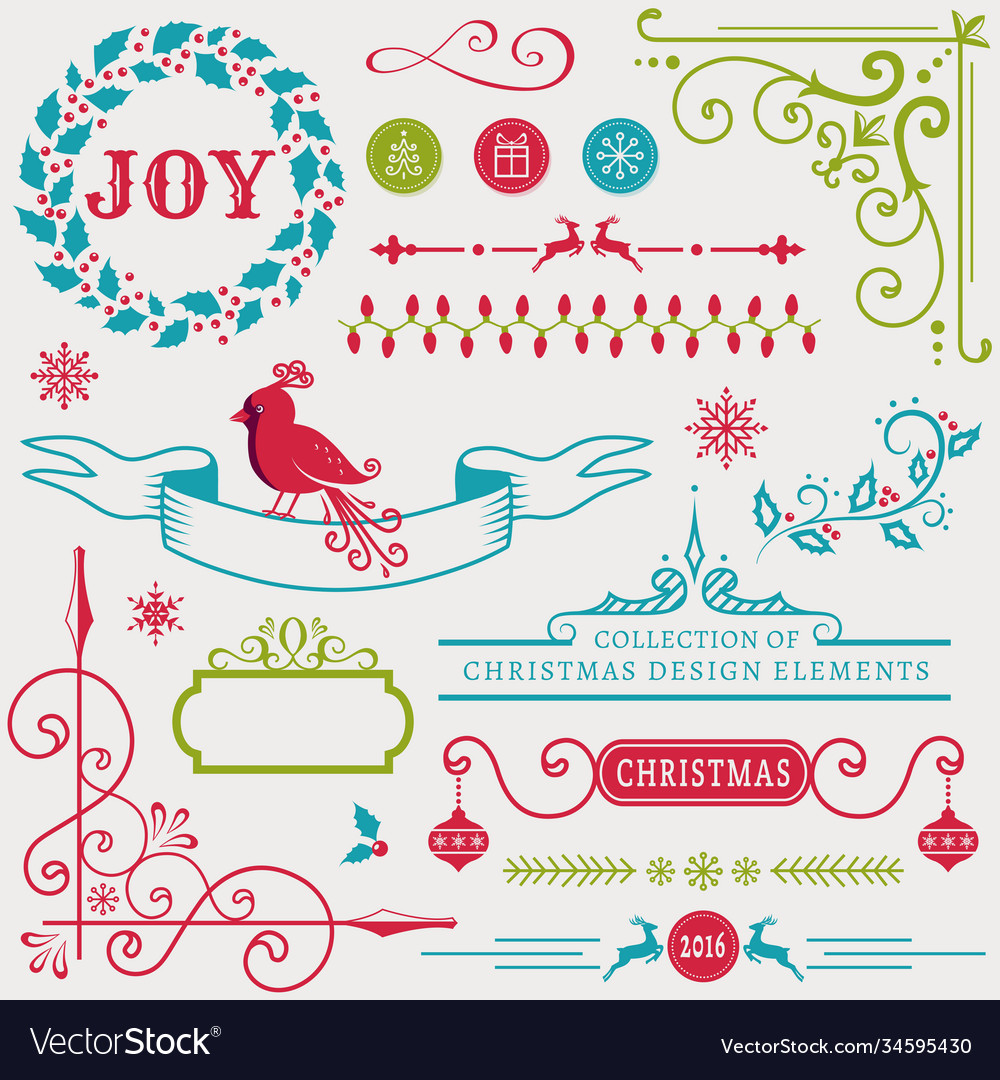 Christmas design elements set Royalty Free Vector Image