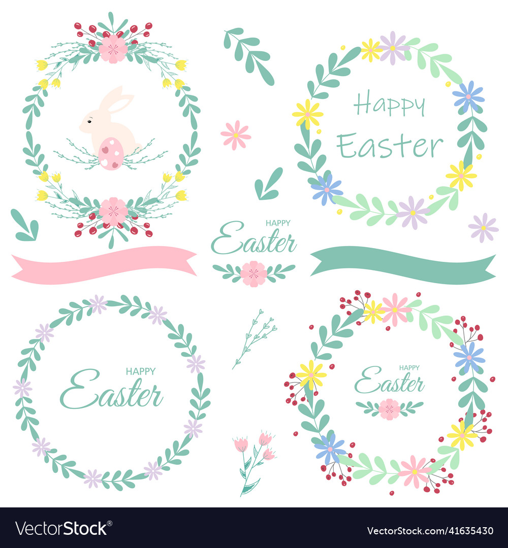 Easter elements set 1 Royalty Free Vector Image
