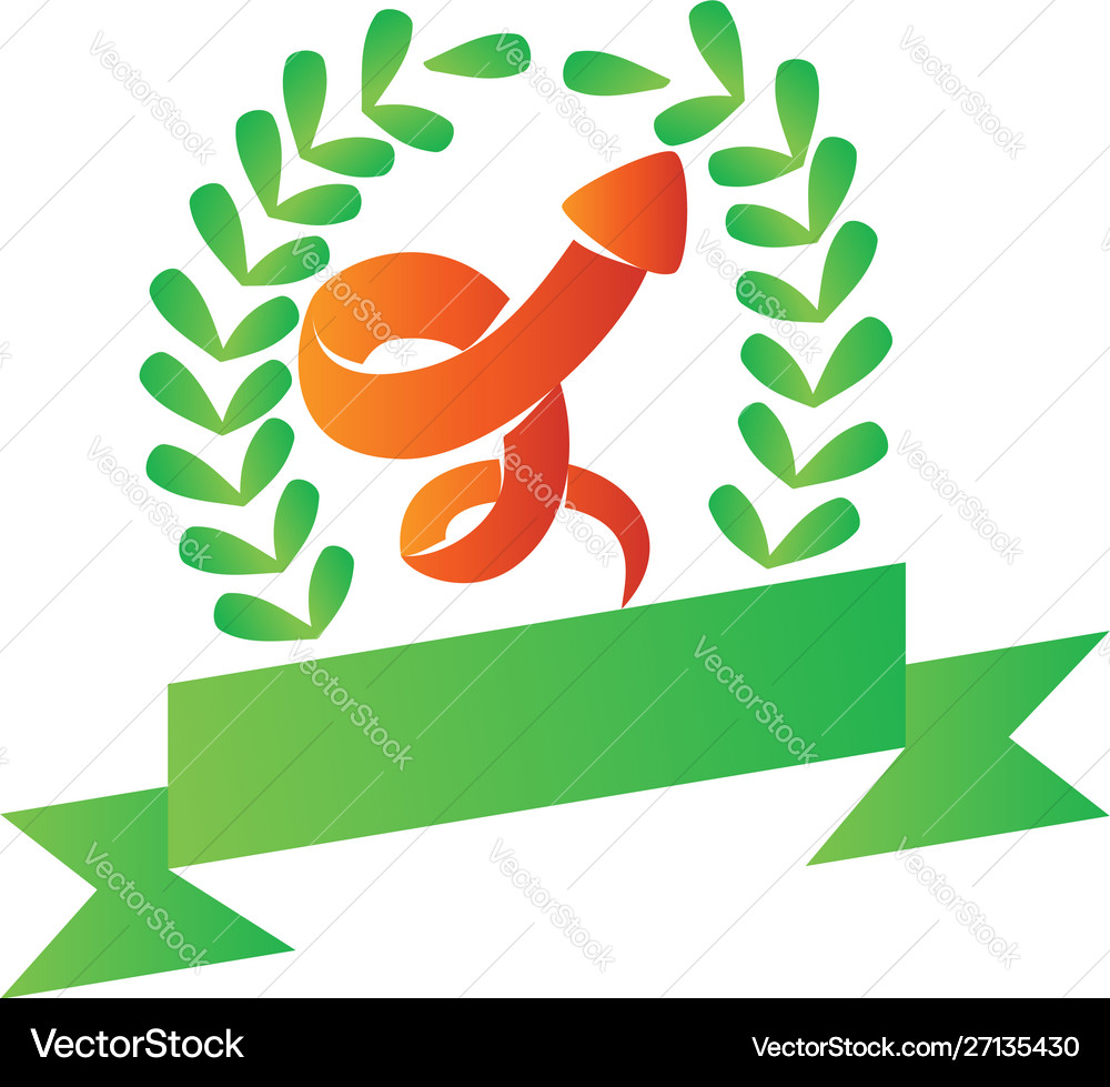 Leaf ribbon arrow direction color isolated Vector Image