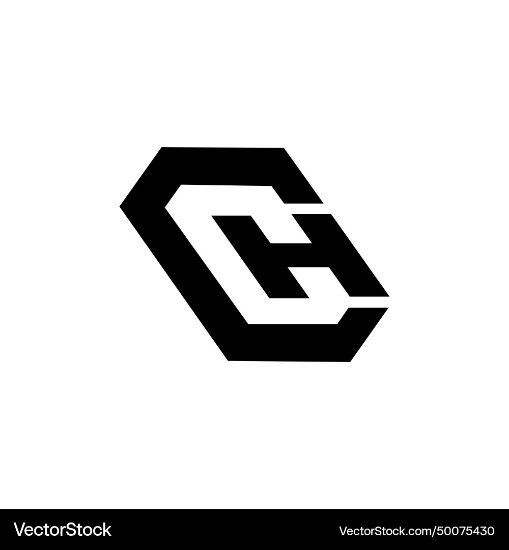 Letter ch modern shapes alphabet negative space Vector Image