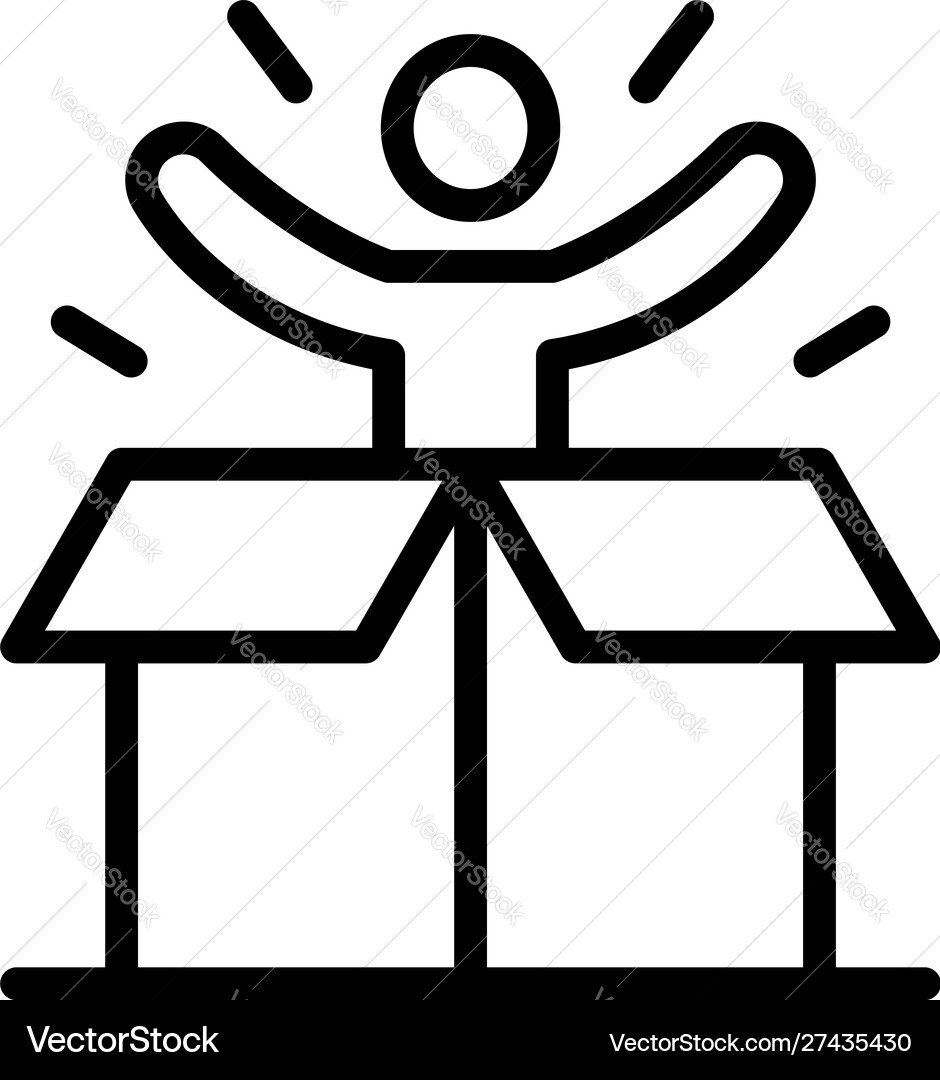 Man from gift box icon outline style Royalty Free Vector