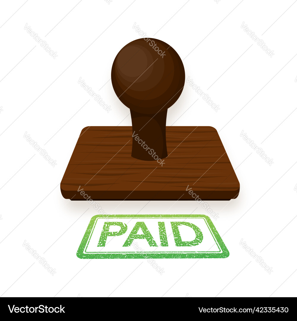 Paid green stamp isolated on white background Vector Image