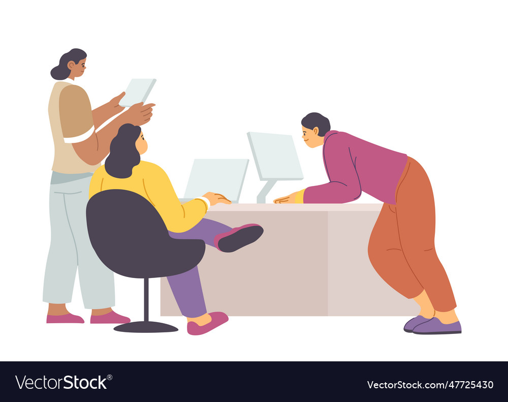 People working on computers in office employees Vector Image