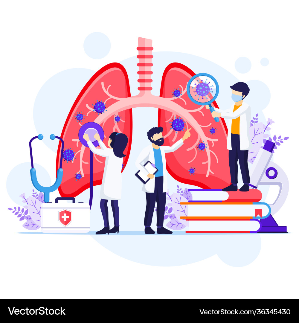 Pulmonology concept doctors check human lungs for Vector Image