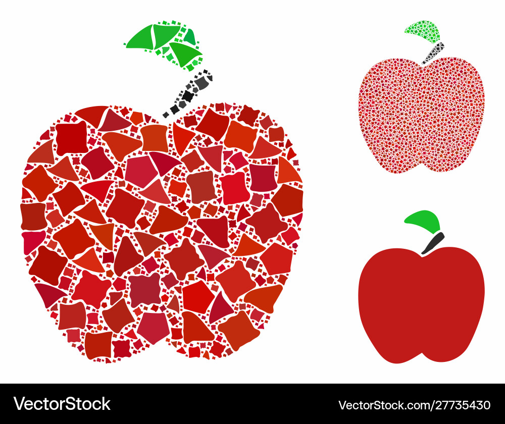 Red apple mosaic icon ragged pieces Royalty Free Vector