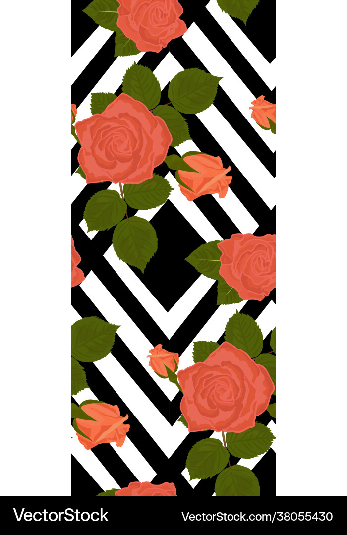 Seamless floral pattern with orange roses leaves Vector Image