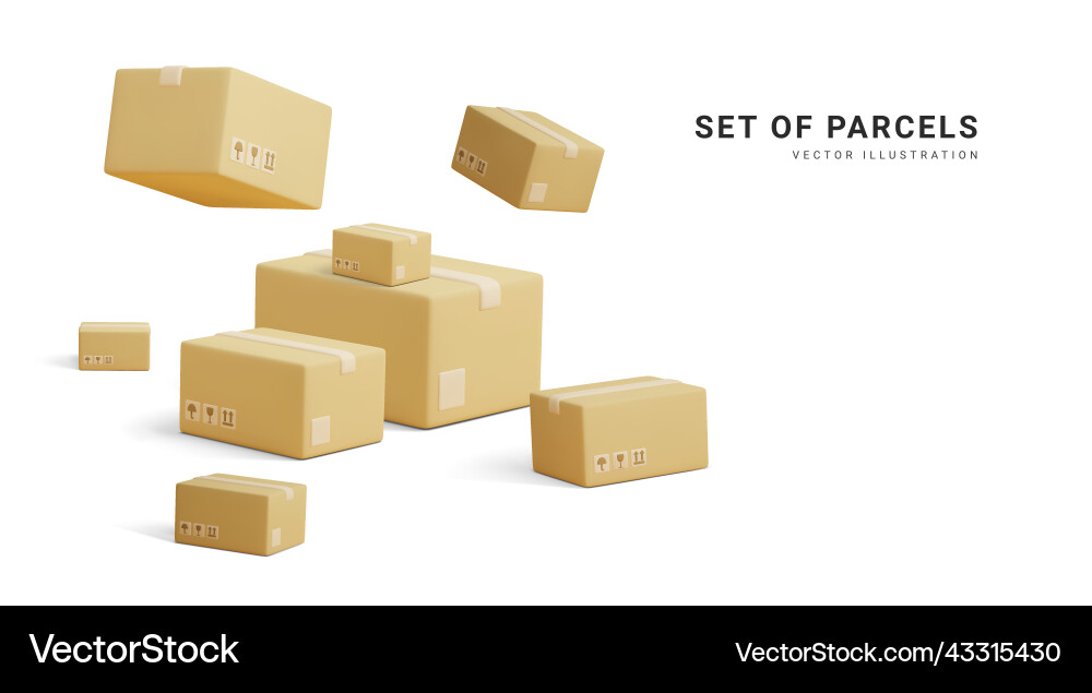 Set of parcels template shopping packages Vector Image