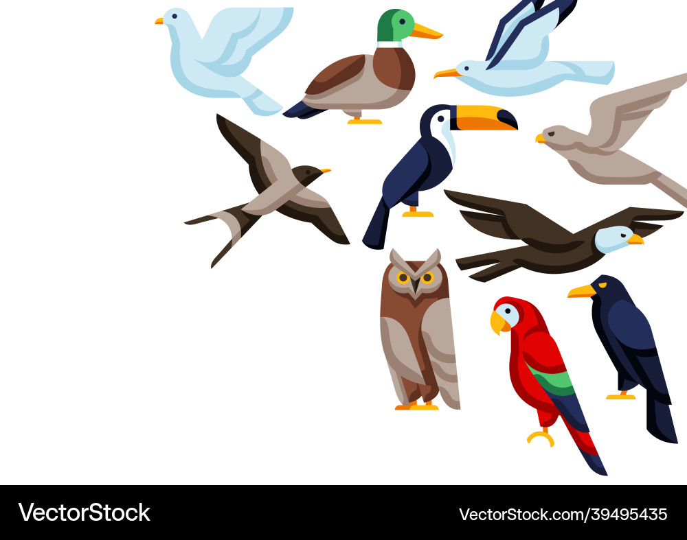 Background with stylized birds image of wild Vector Image