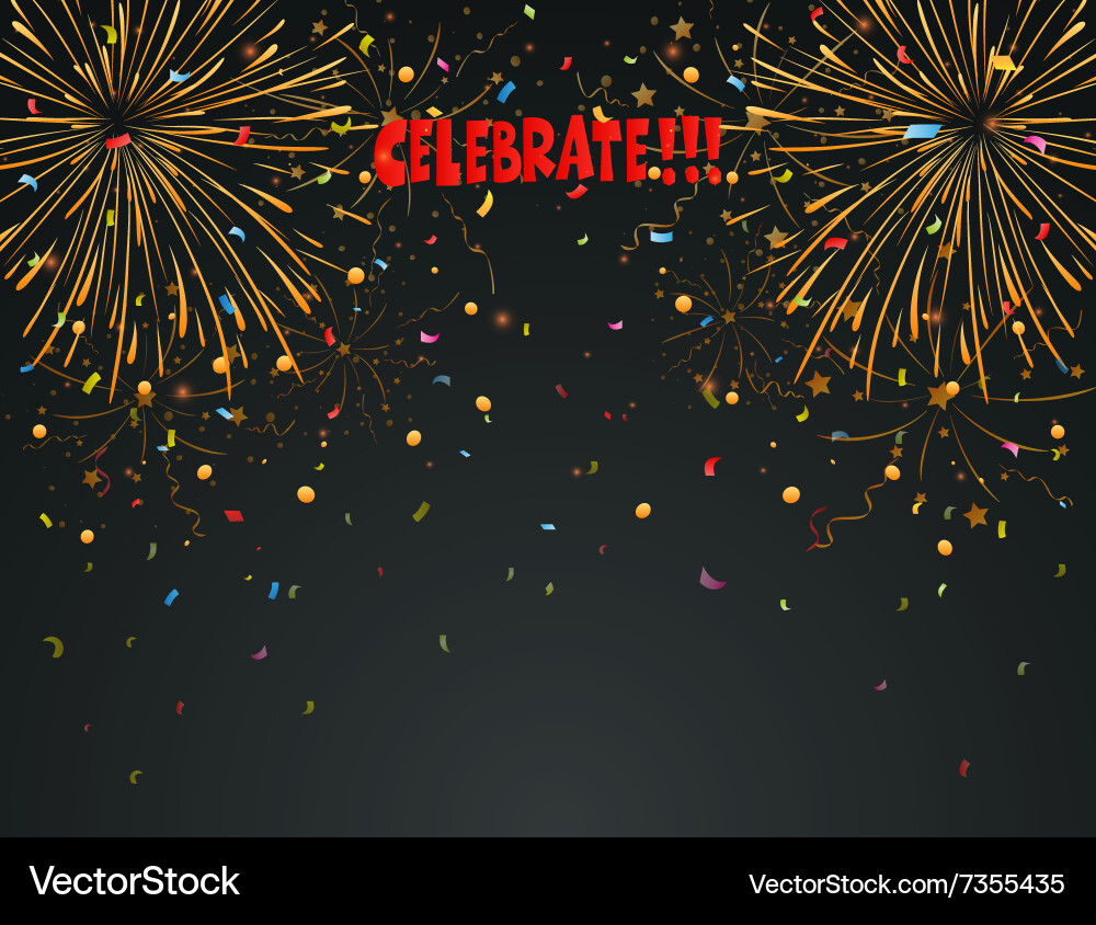 Celebration background with fireworks and colorful