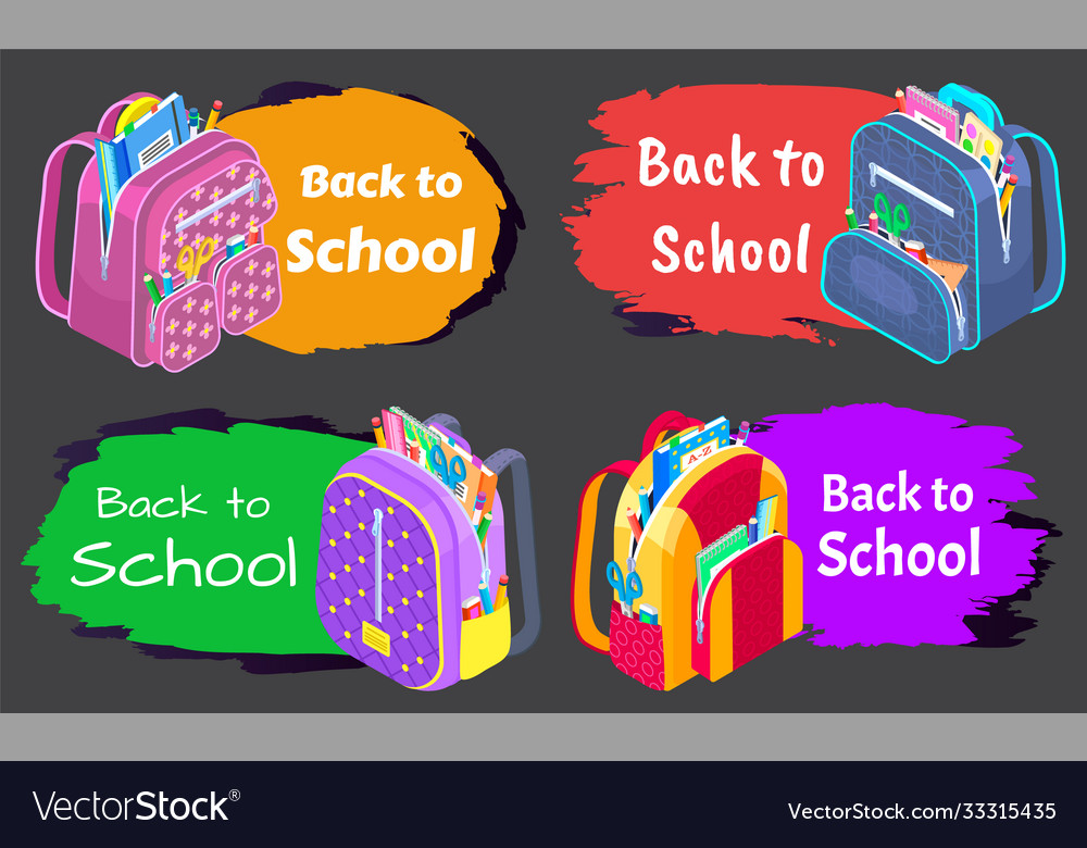 Colored school backpack back Royalty Free Vector Image