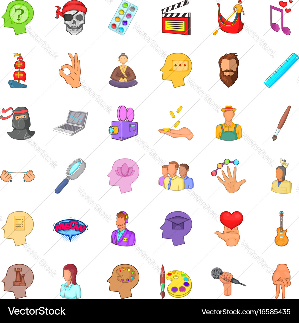 Creative man icons set cartoon style Royalty Free Vector