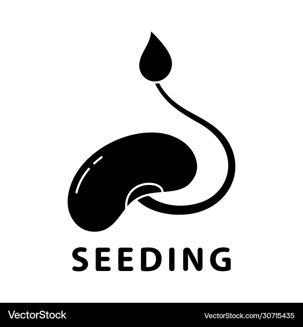 Cutout silhouette bean sprout with leaf icon Vector Image