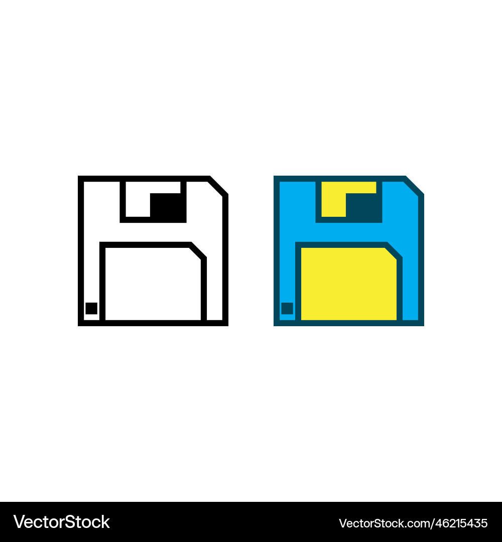 Diskette logo icon colorful and outline Royalty Free Vector