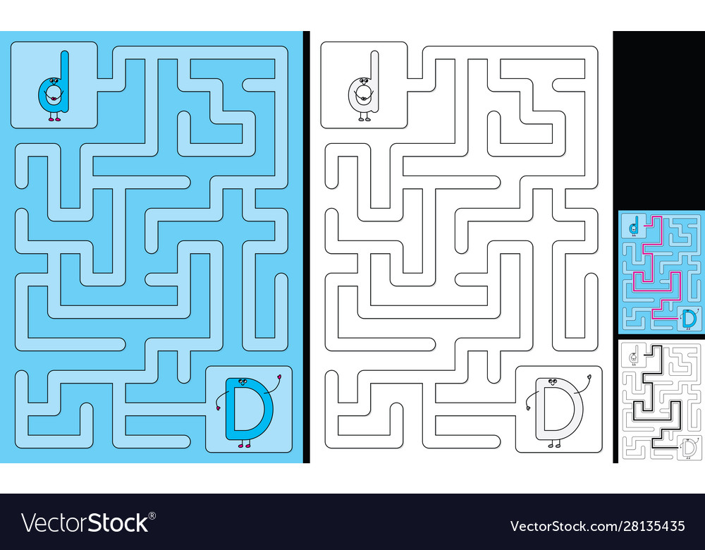 Easy alphabet maze - letter d Royalty Free Vector Image