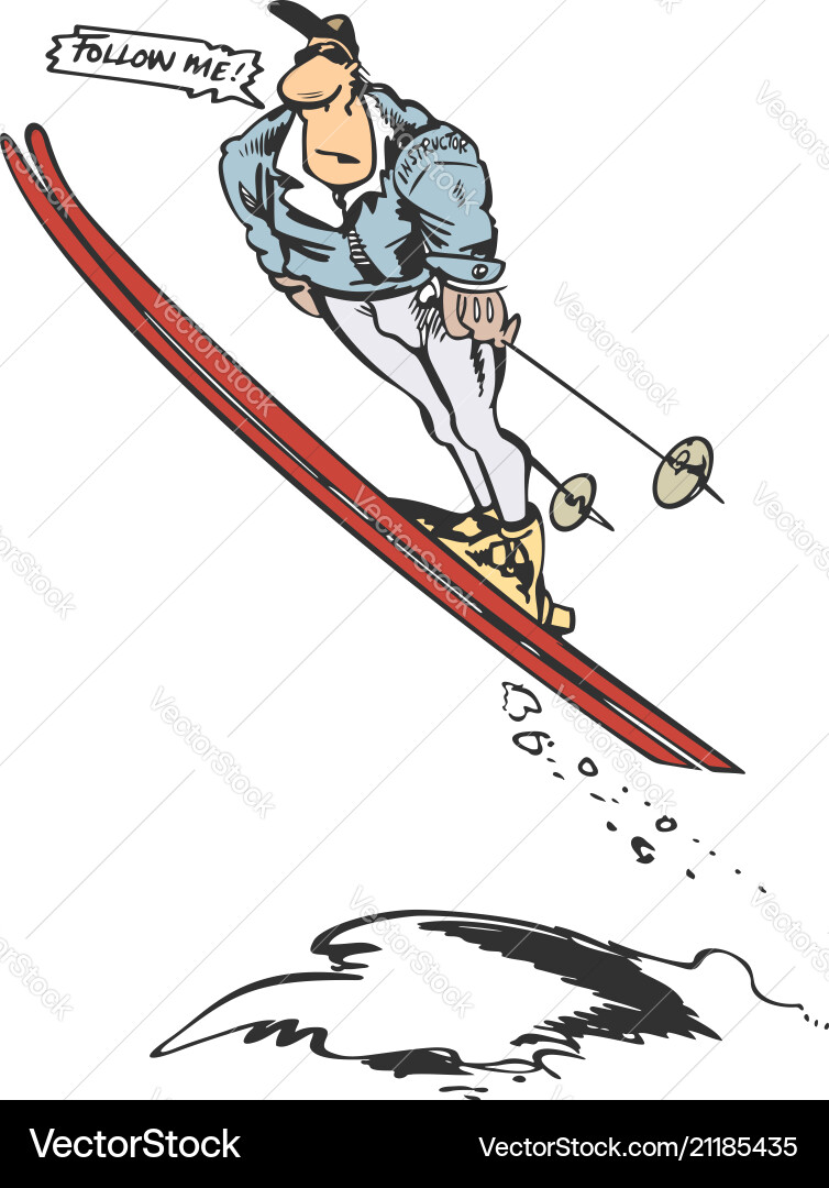 Man skier jump cartoon Royalty Free Vector Image