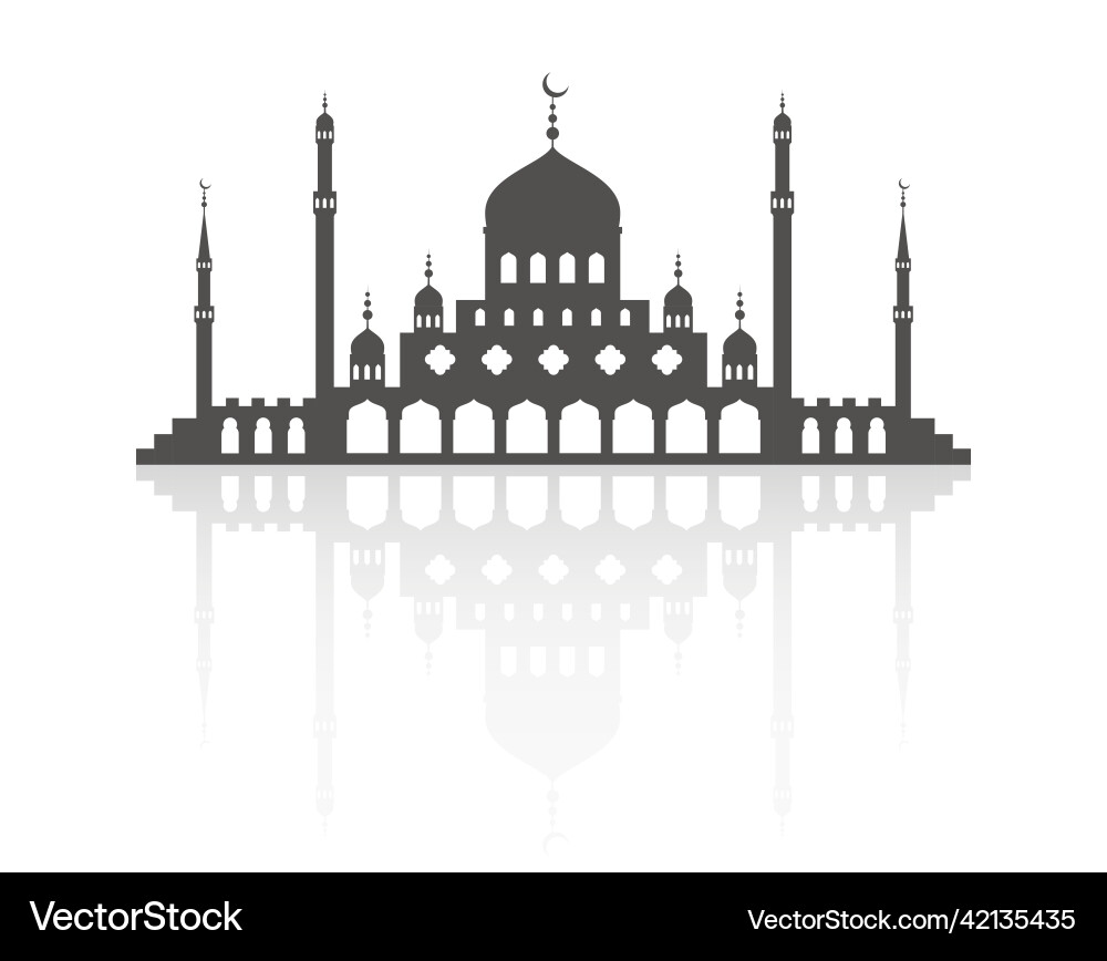 Mosque with minarets on skyline islamic Royalty Free Vector