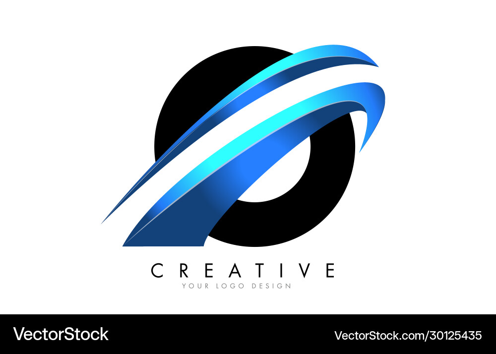 O letter logo with blue gradient swash design Vector Image