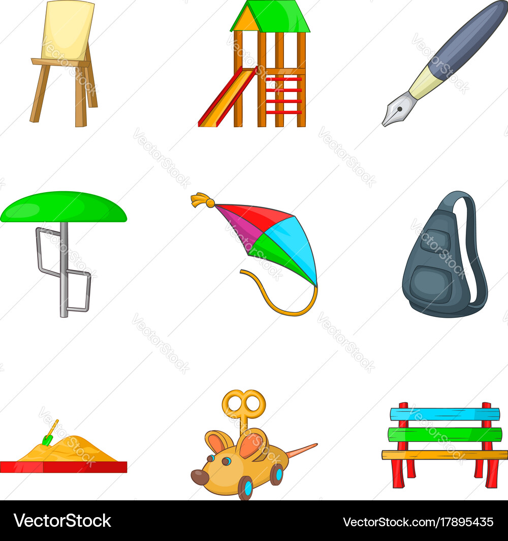 Open area icons set cartoon style Royalty Free Vector Image