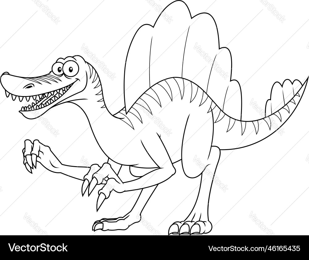 Outlined spinosaurus dinosaur cartoon character Vector Image