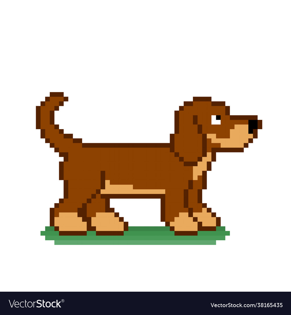 Pixel dog image for game assets Royalty Free Vector Image