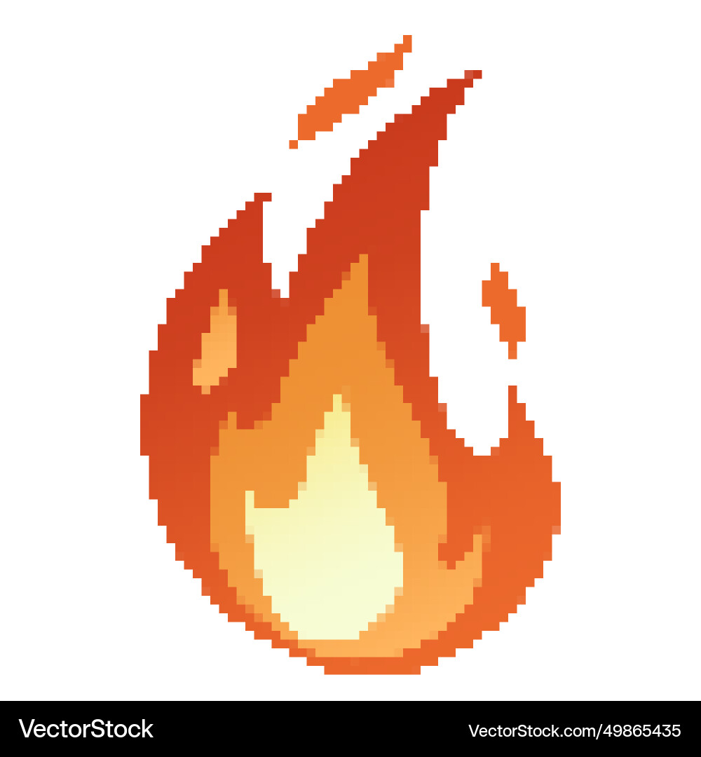Pixel fire flames bright fireball heat wildfire Vector Image