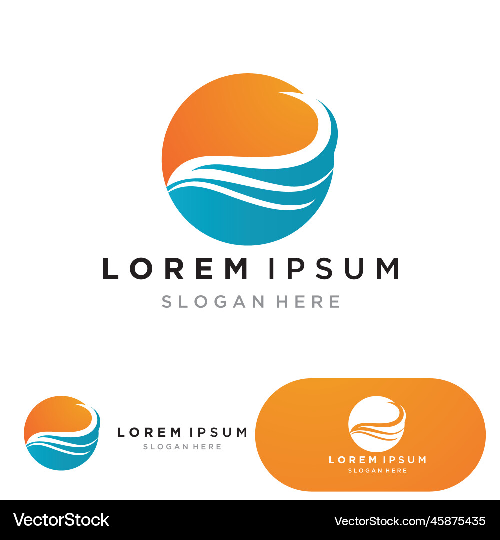 Sea ocean wave line logo simple monoline style Vector Image
