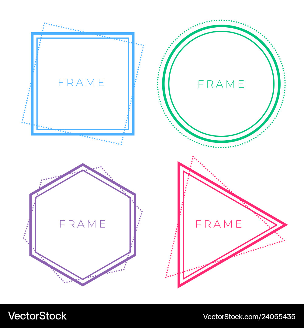 Set of geometric line frames in different colors Vector Image