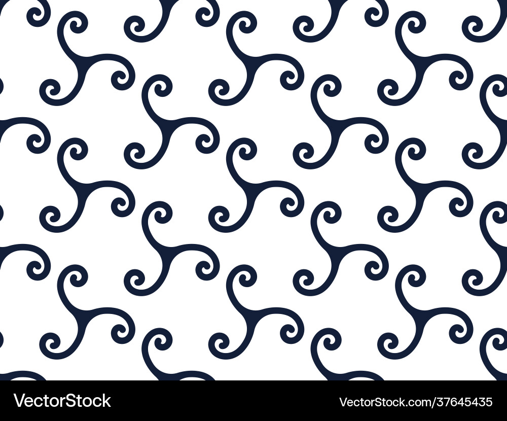 Triskele seamless pattern black symbols isolated Vector Image