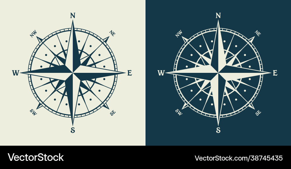 Vintage marine wind rose nautical chart Royalty Free Vector