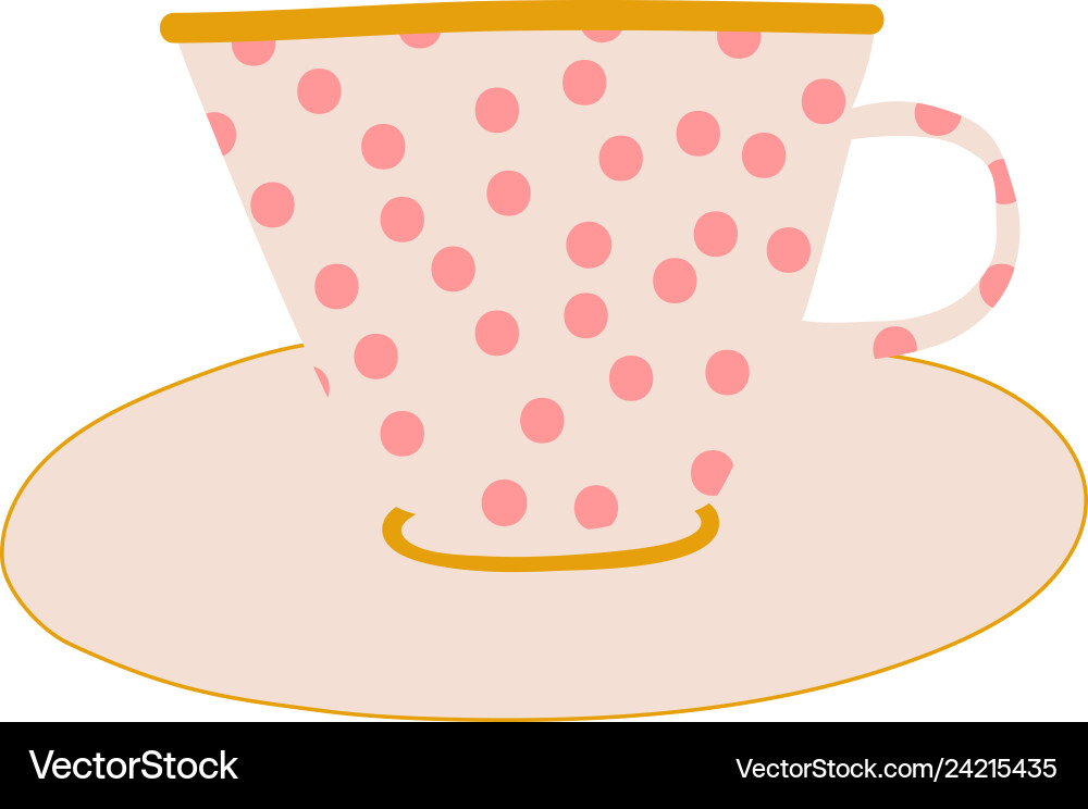 White polka dot ceramic cup and saucer cute Vector Image