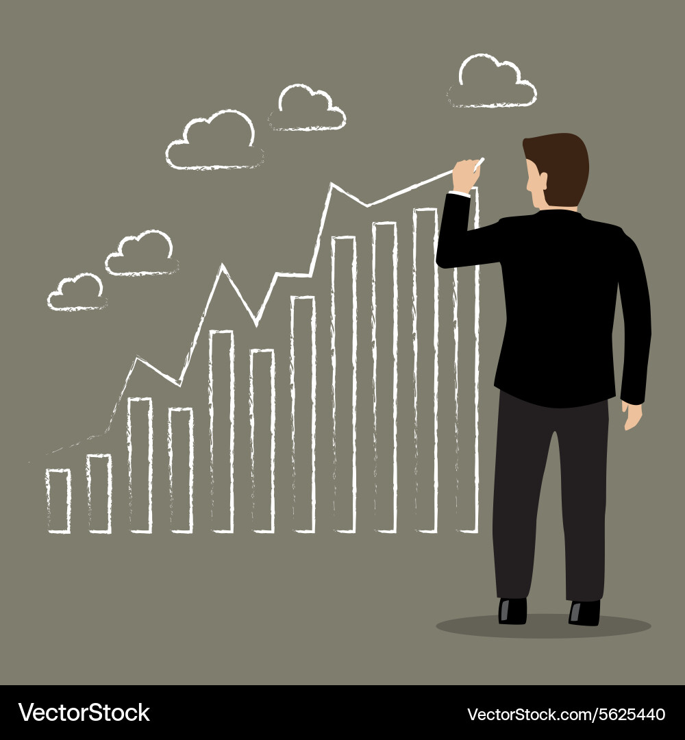 Businessman drawing positive trend graph Vector Image
