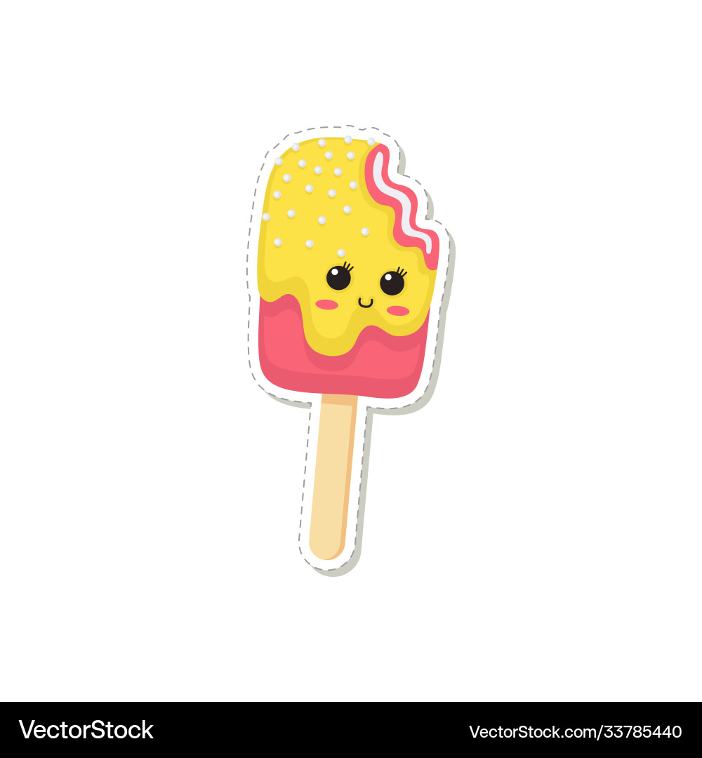 Cartoon ice cream sticker Royalty Free Vector Image