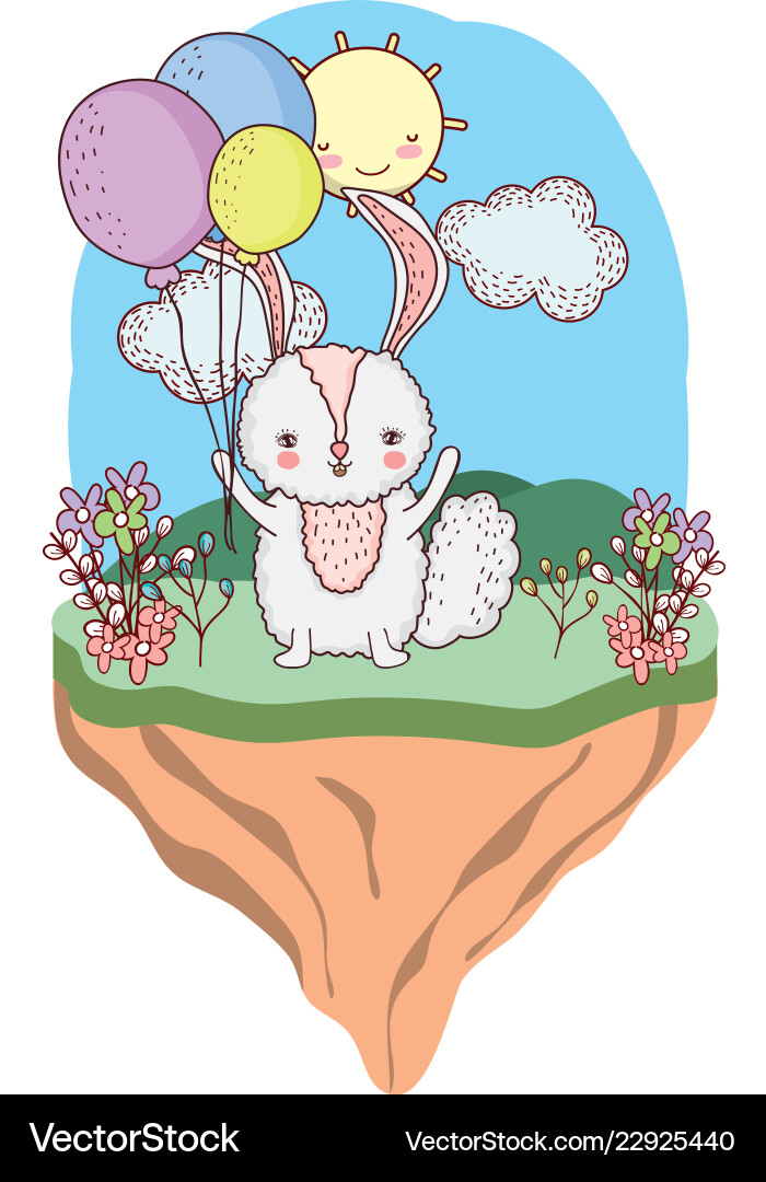 Cute little rabbit with balloons helium Royalty Free Vector