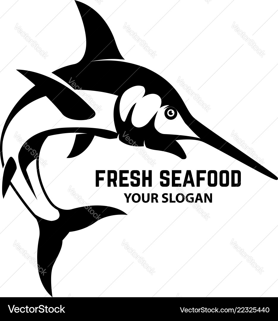 Fresh seafood emblem template with swordfish Vector Image