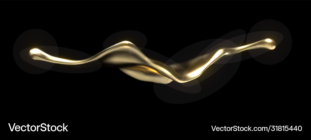 Golden liquid splash isolated on black background Vector Image