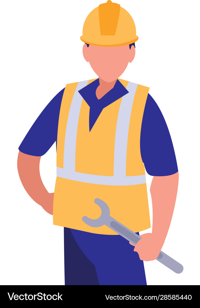 Isolated builder avatar man with yellow helmet Vector Image