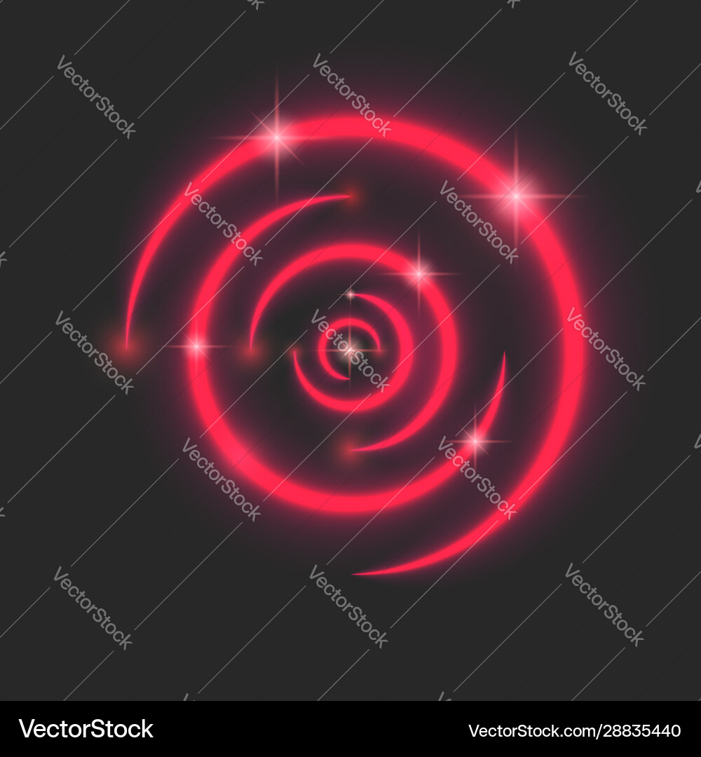 Magic ripples red neon circle with sparks and Vector Image