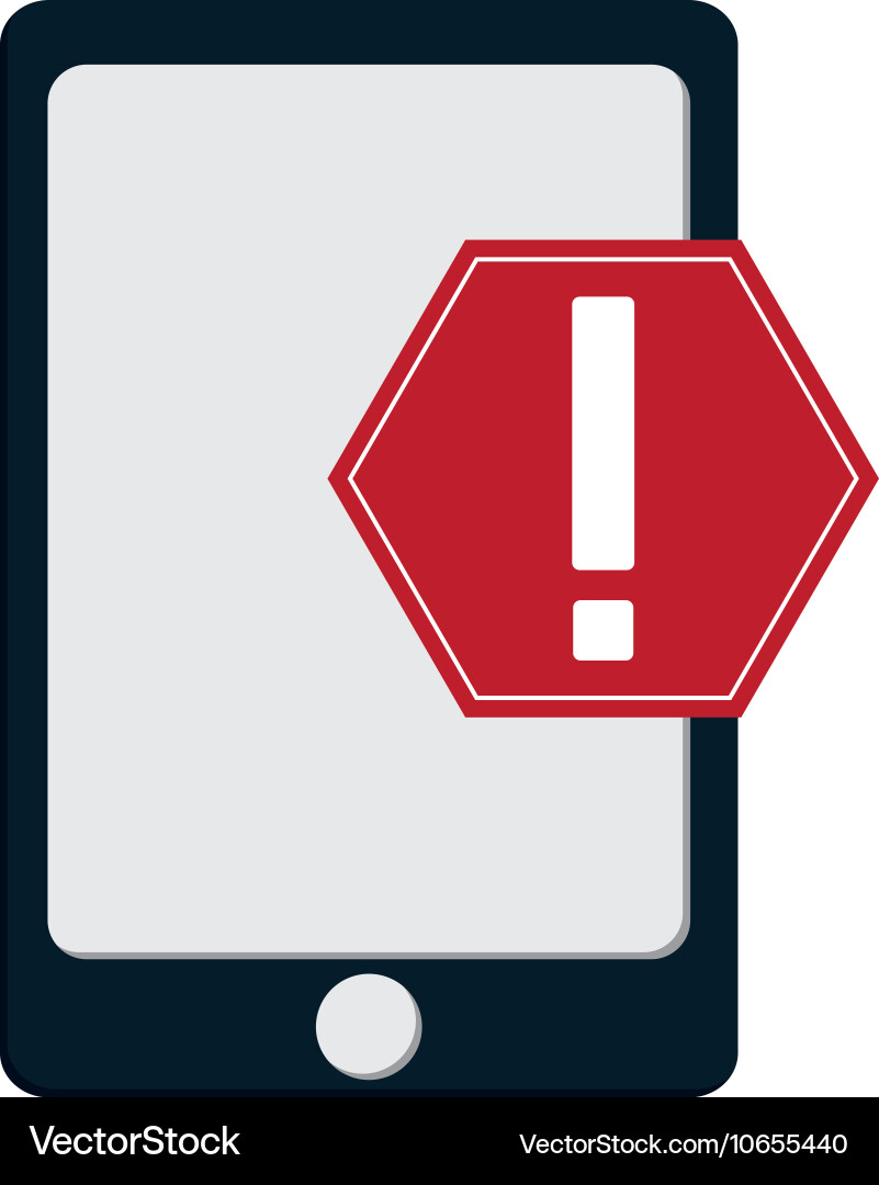 Modern cellphone and warning sign icon Royalty Free Vector